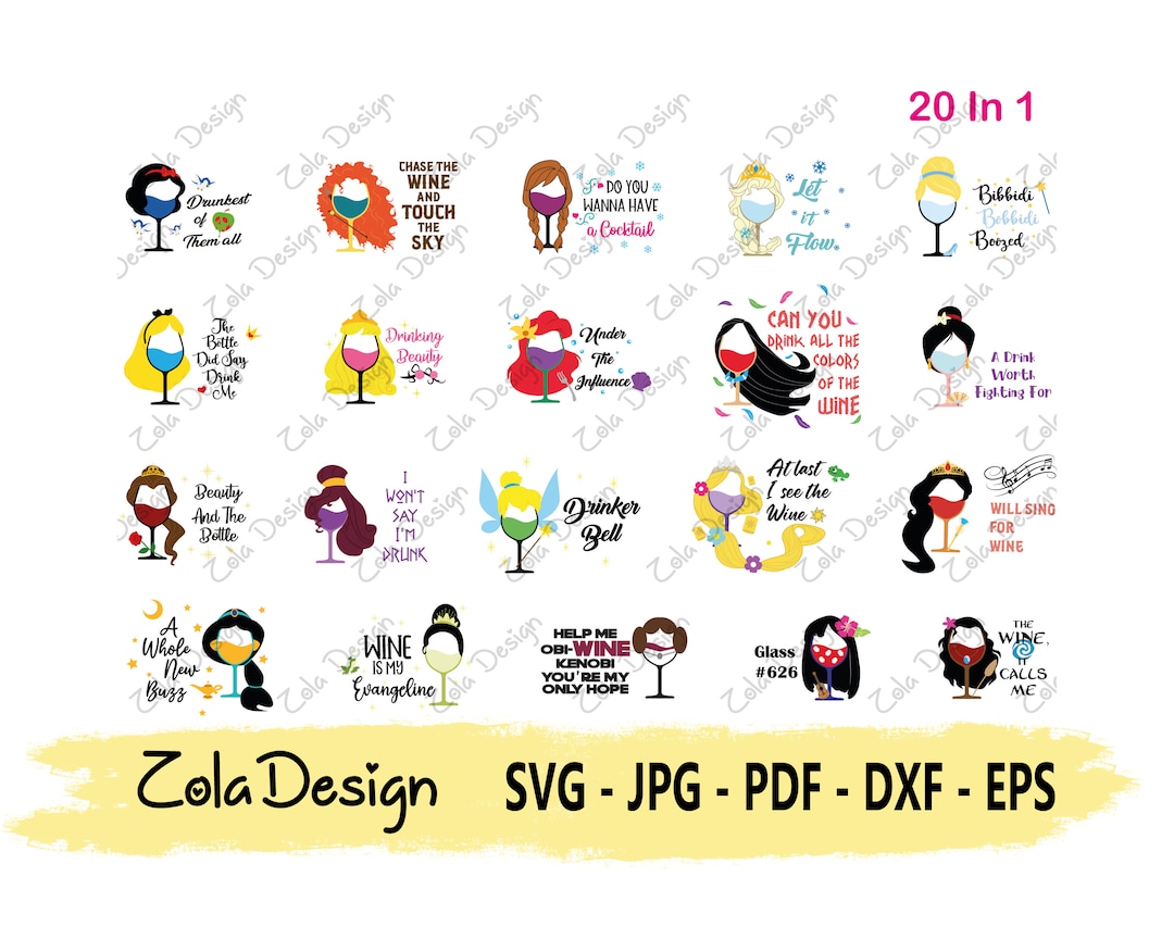 Princess Glass Bundle SVG | Princess Glass Svg | Snack Svg | Funny ...