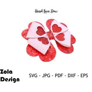 Love Heart Pinch Bow Template SVG | Hairbow Template SVG | Bow SVG ...
