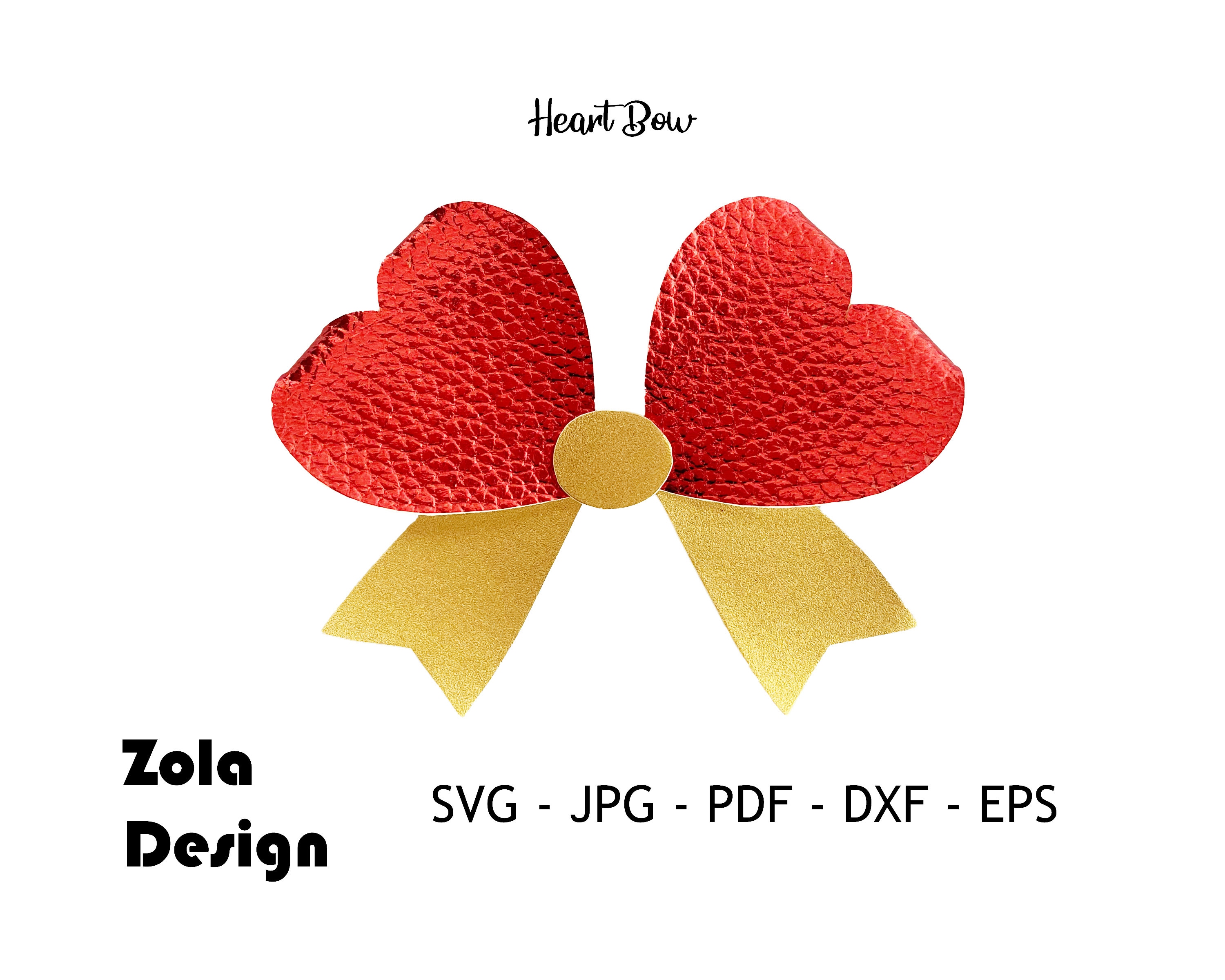 Valentine Heart Bow Template SVG | Hairbow Template SVG | Bow SVG ...