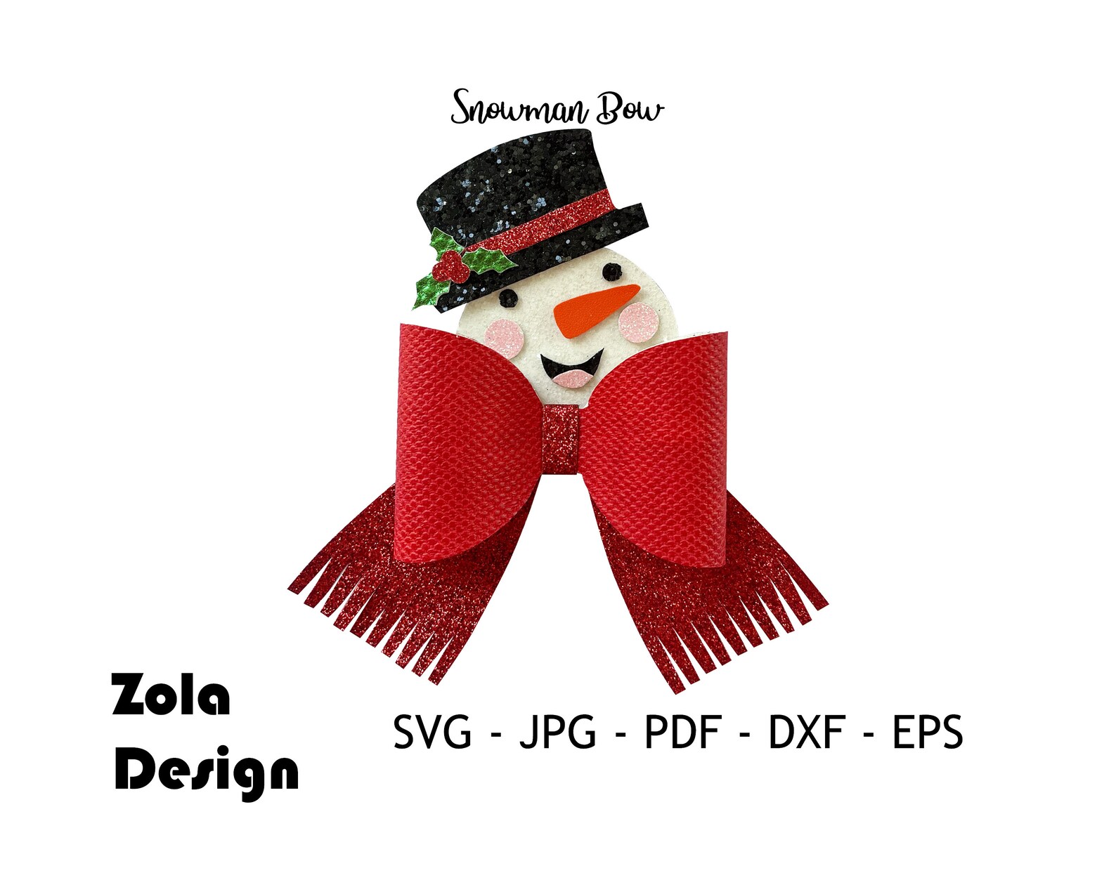 Christmas Snowman Bow Template SVG Hairbow Template SVG - Etsy