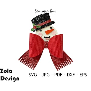Christmas Snowman Bow Template SVG | Hairbow Template SVG | Bow SVG ...