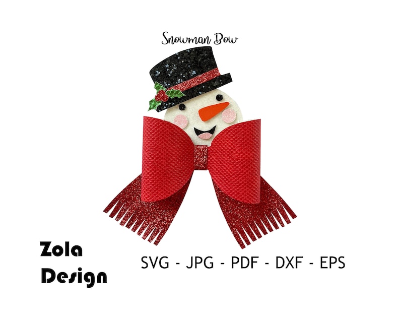 Christmas Snowman Bow Template SVG Hairbow Template SVG - Etsy
