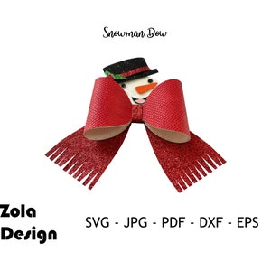 Christmas Snowman Bow Template SVG Hairbow Template SVG Bow SVG Leather ...