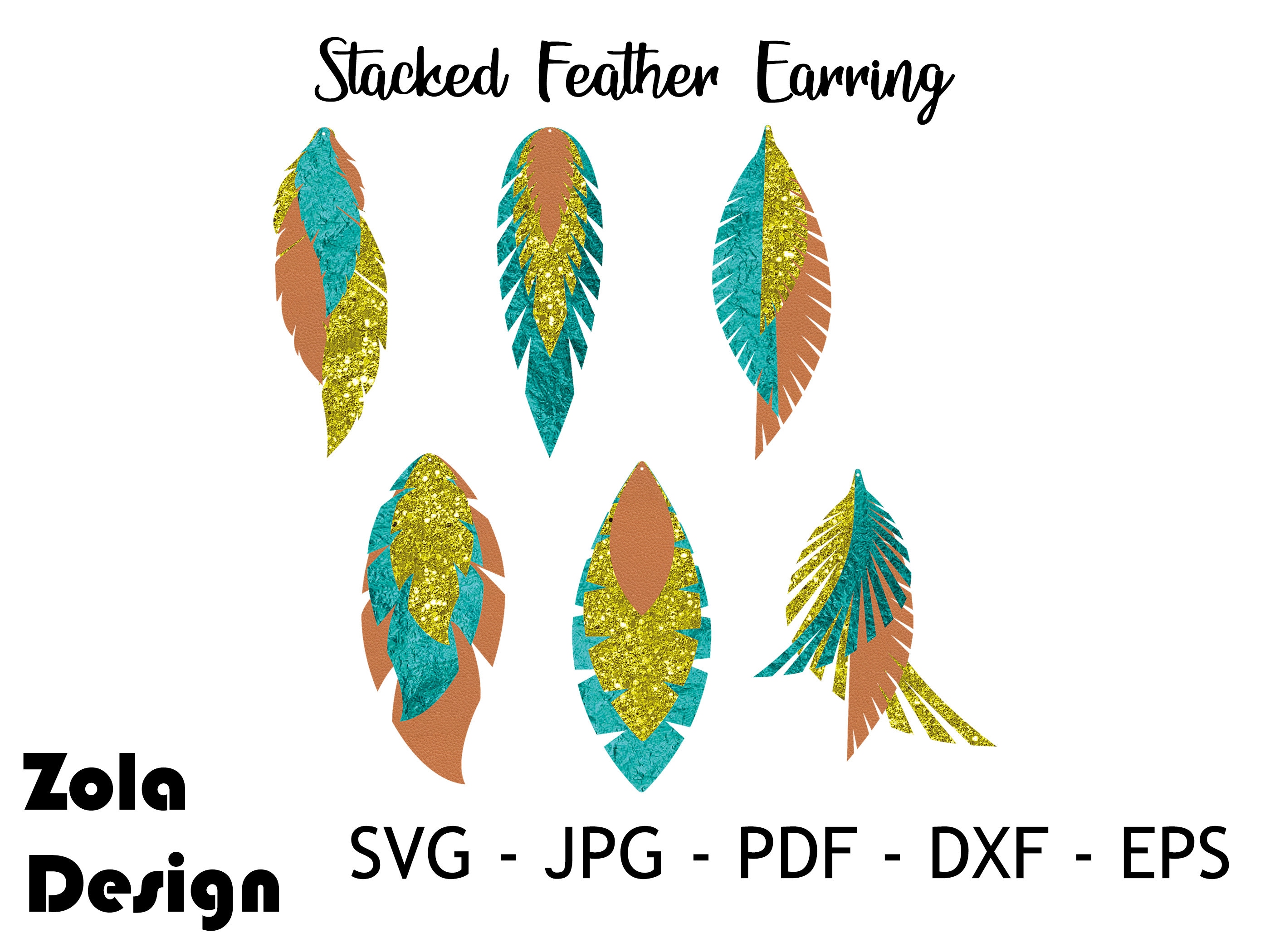 Stacked Feather Earring Template SVG Earring Template Svg - Etsy