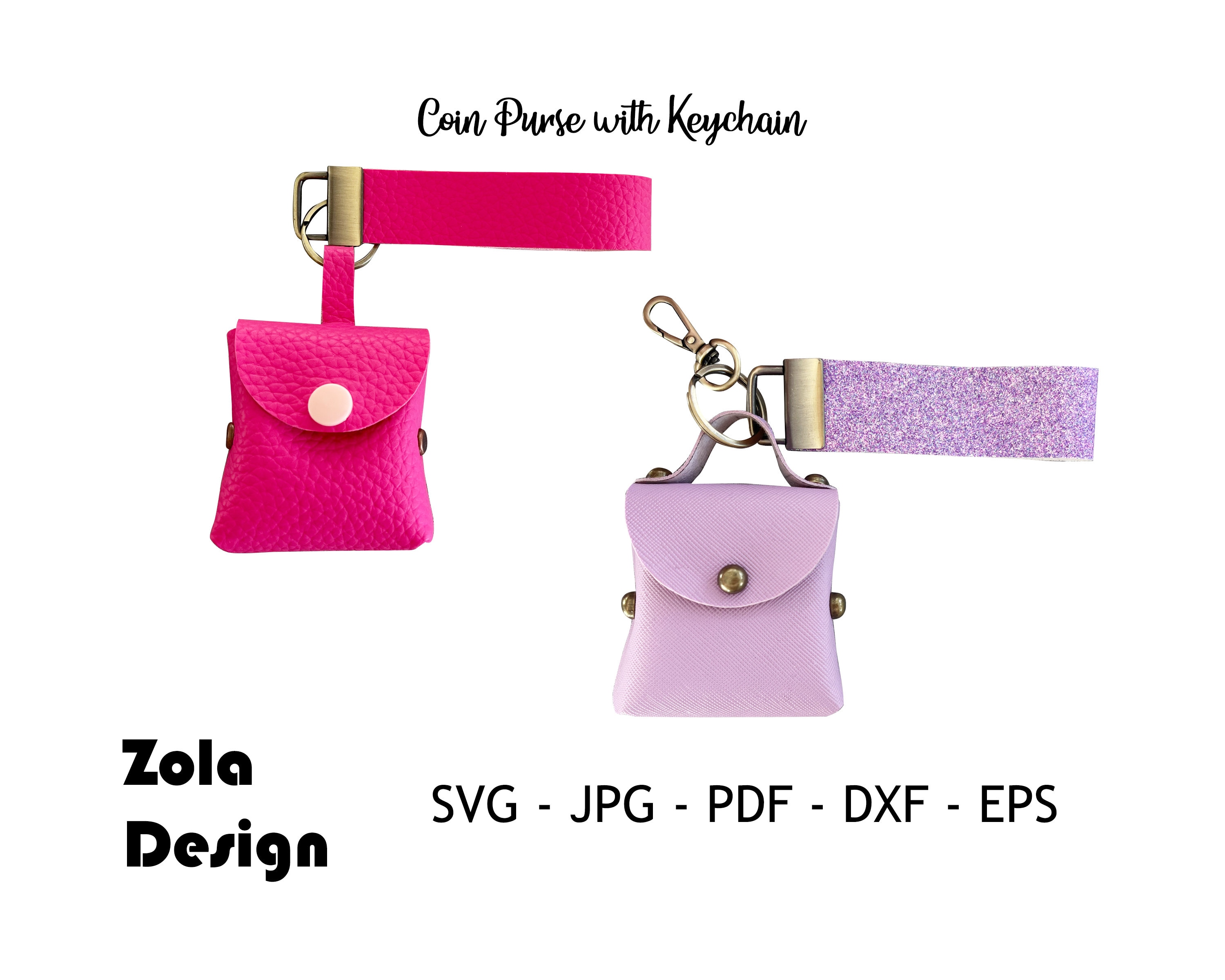 Coin Purse With Keychain Svg | Key Fob Template Svg | Coin Purse ...