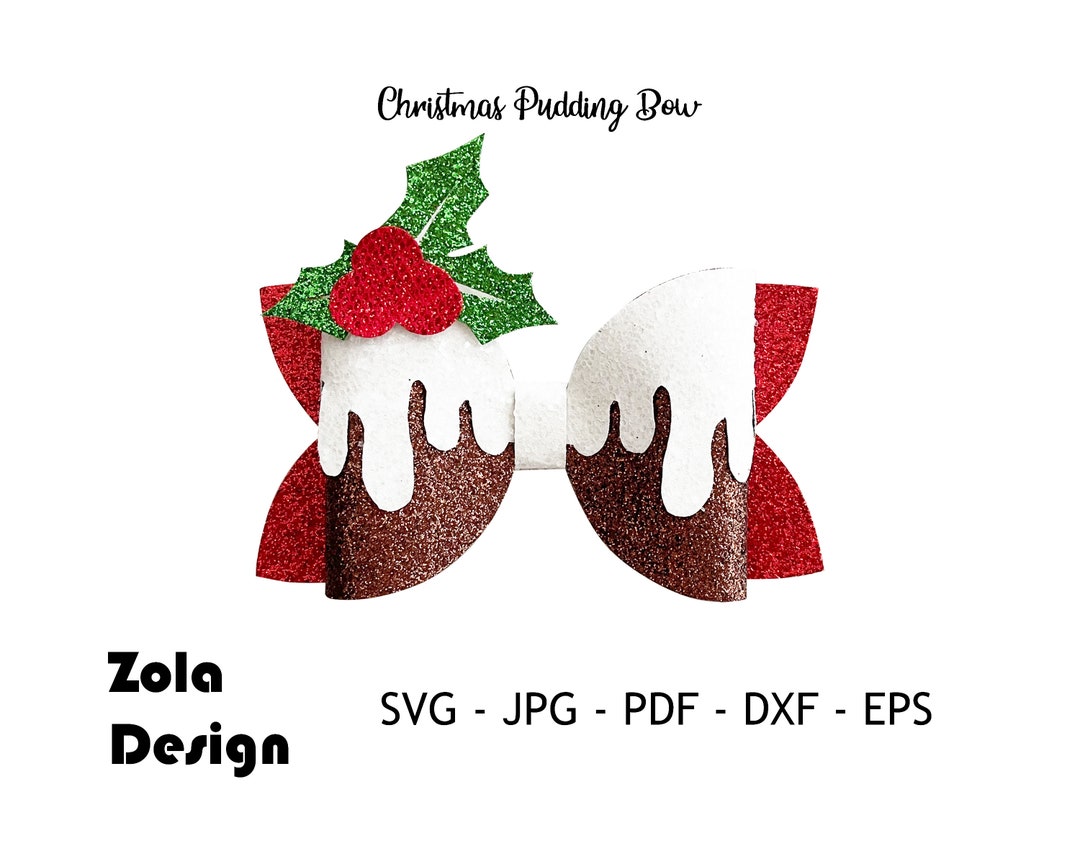 Christmas Pudding Bow Template SVG | Hairbow Template SVG | Bow SVG ...