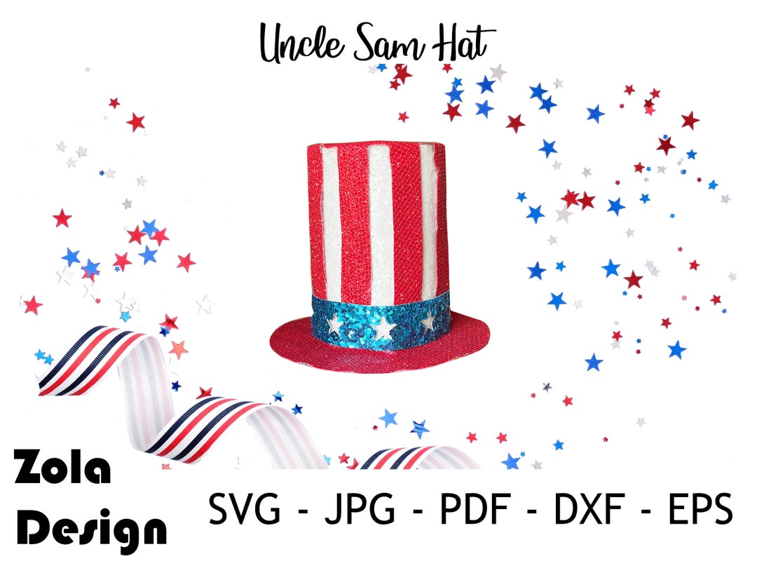 4th of July Hat Template SVG | Uncle Sam Hat Template SVG | Hat ...