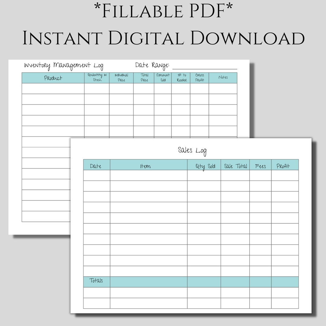 Inventory Tracker Printable | Sales Tracker Log | Fillable Inventory ...