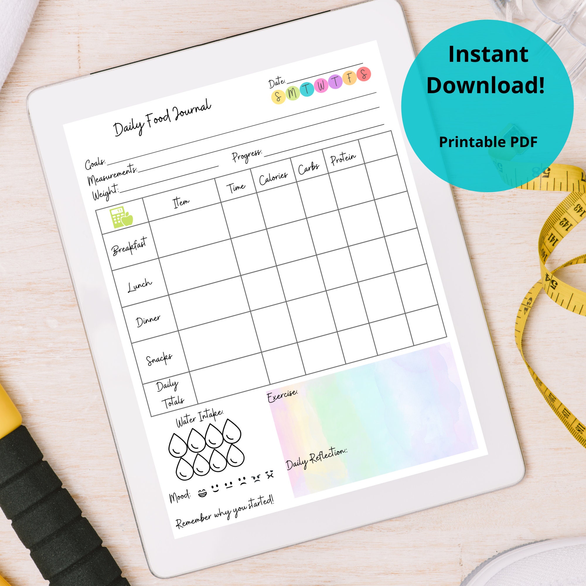 Digital Food Tracker | Calorie Counter | Food Journal | Digital Planner ...