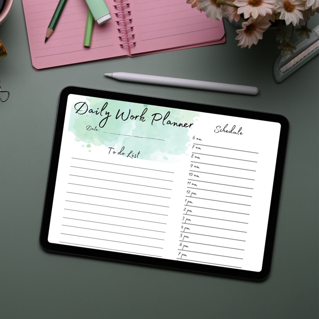 Digital Work Day Planner, Digital Planner, Digital to Do List ...