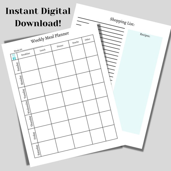 Digital Meal Planner Meal Planning Digital Planners Meal - Etsy