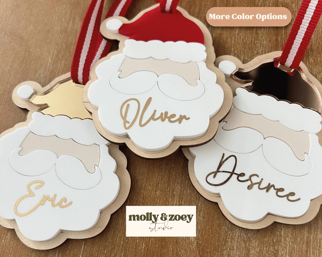 Santa Custom Name Tag, Personalized Santa Charm, Christmas Santa ...