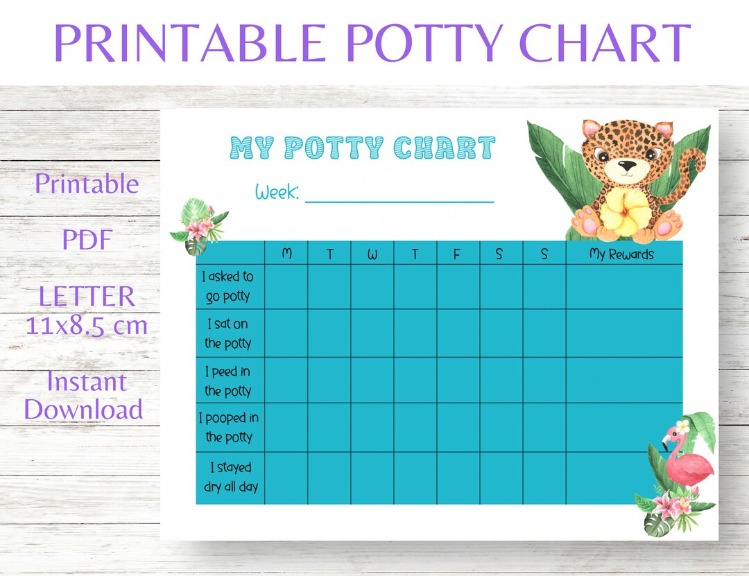 PRINTABLE Jungle Animal Potty Chart Potty Log 11 x 8.5 - Etsy México