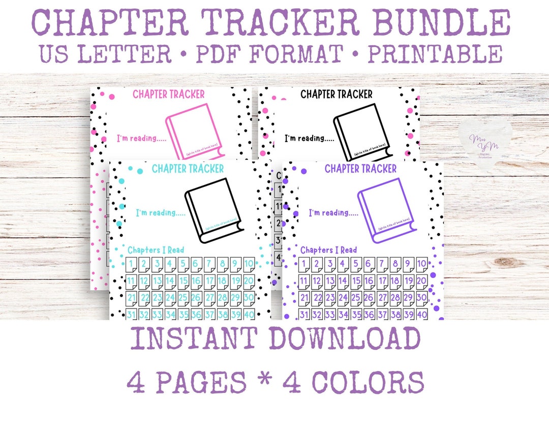 Book Chapter Tracker Bundle, Chapter Tracker, Reading Tracker - Etsy