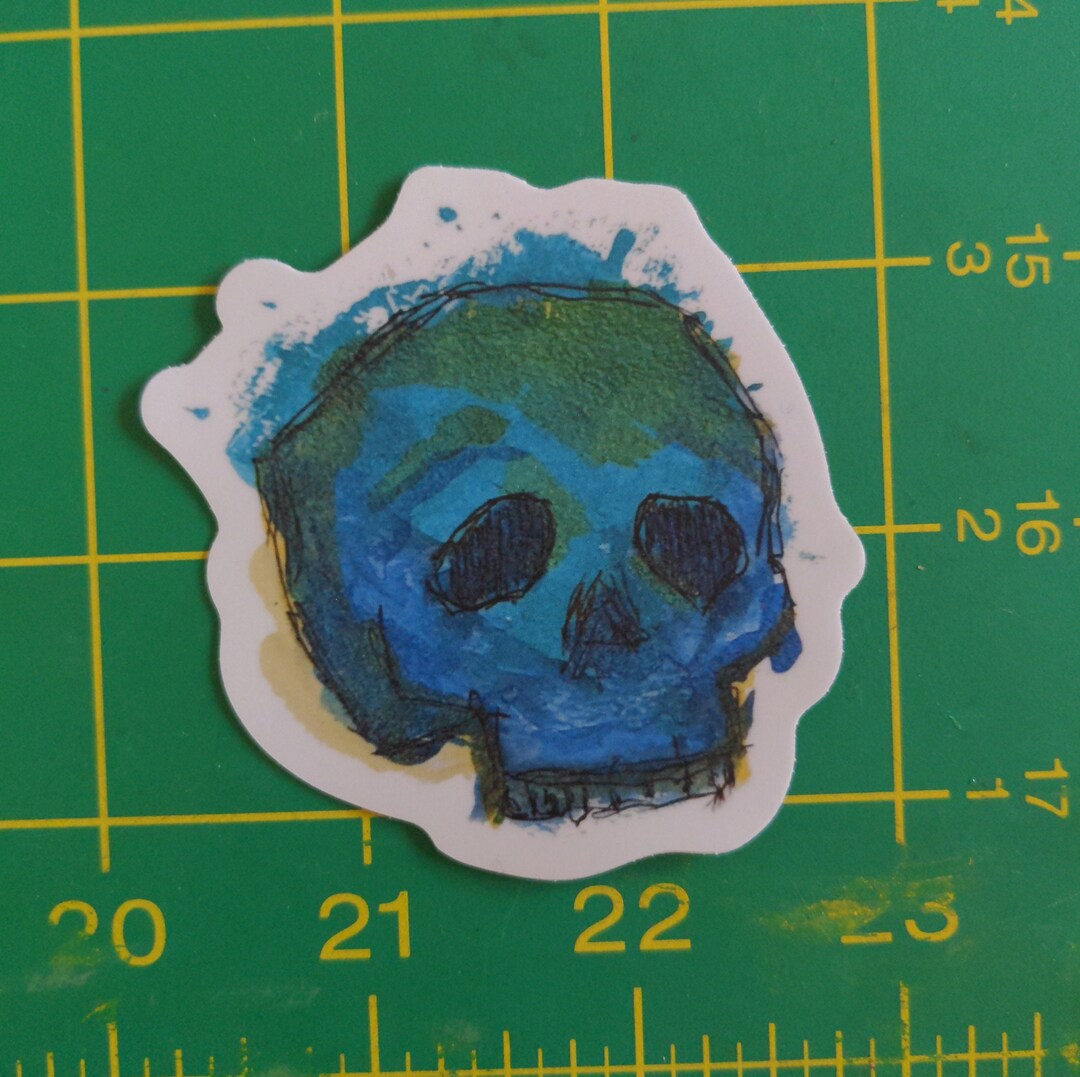 Blue Ink Skull - Etsy