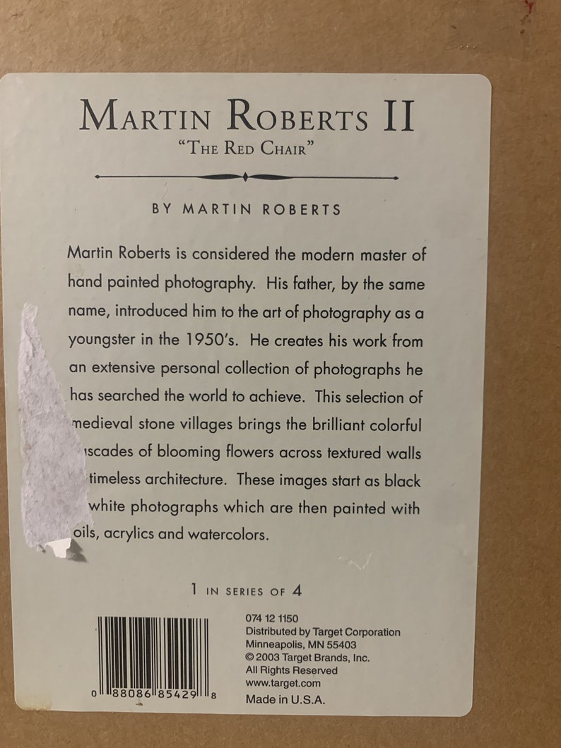 A Marked Martin Roberts Hand Painted Framed the Red Chair - Etsy