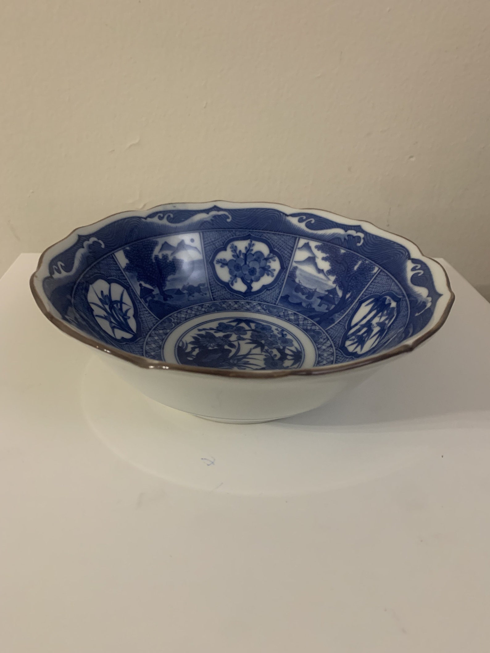 Vintage Oriental Chinese Blue and White Porcelain Bowl - Etsy
