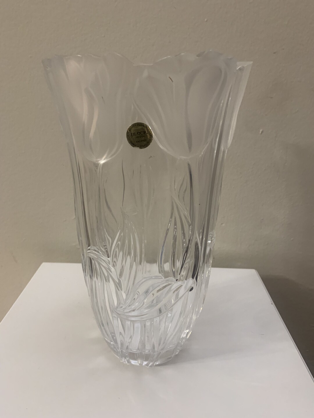 Rare Hand Cut Mouth Blown Block Crystal Vase - Etsy