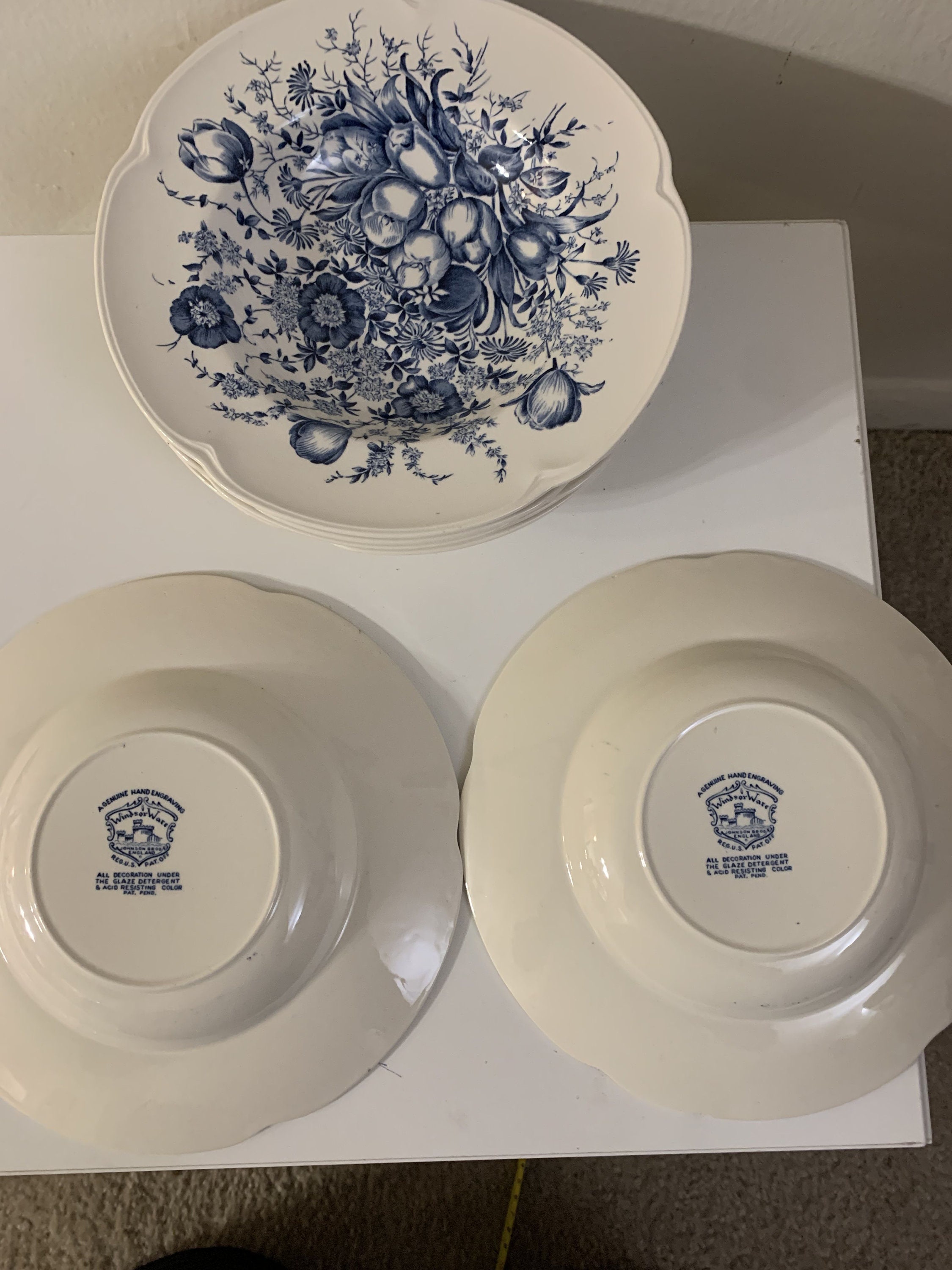 Vintage Johnson Bros Windsor Ware Hand Engraving 9” Salad Plates (7pcs ...
