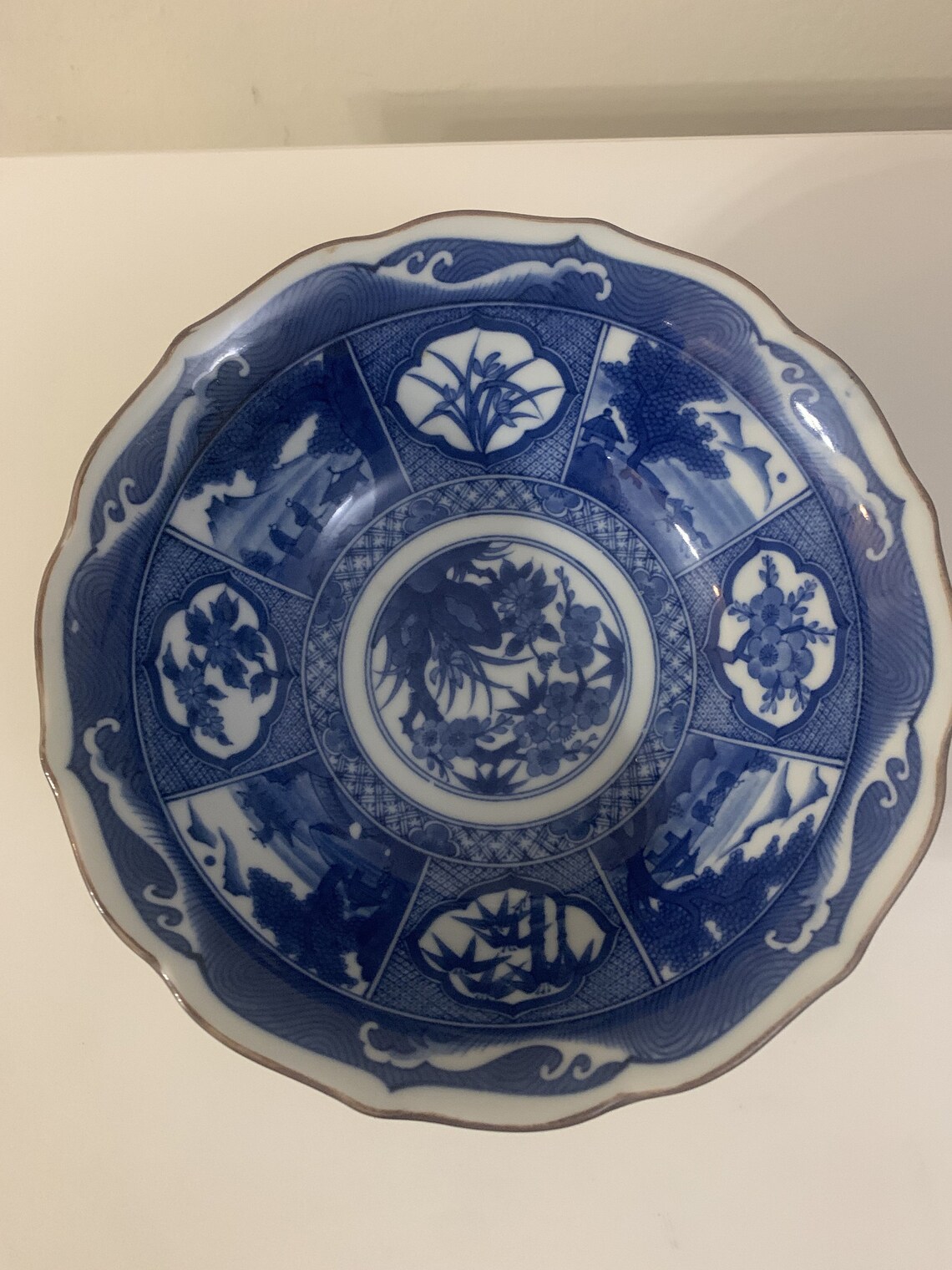 Vintage Oriental Chinese Blue and White Porcelain Bowl - Etsy