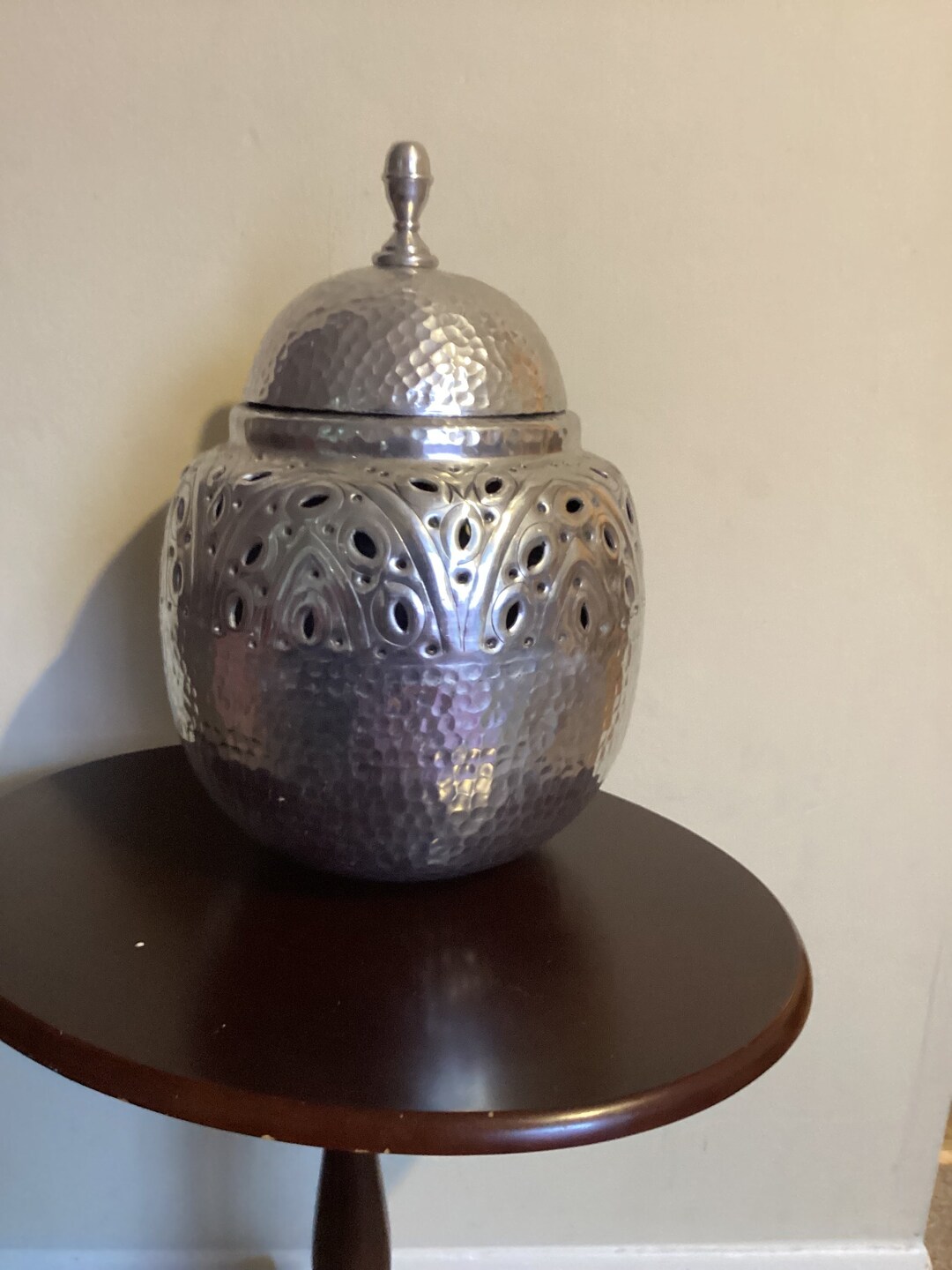 Vintage Traditional Silver Pierced Ginger Bowl With Lid - Hammered ...