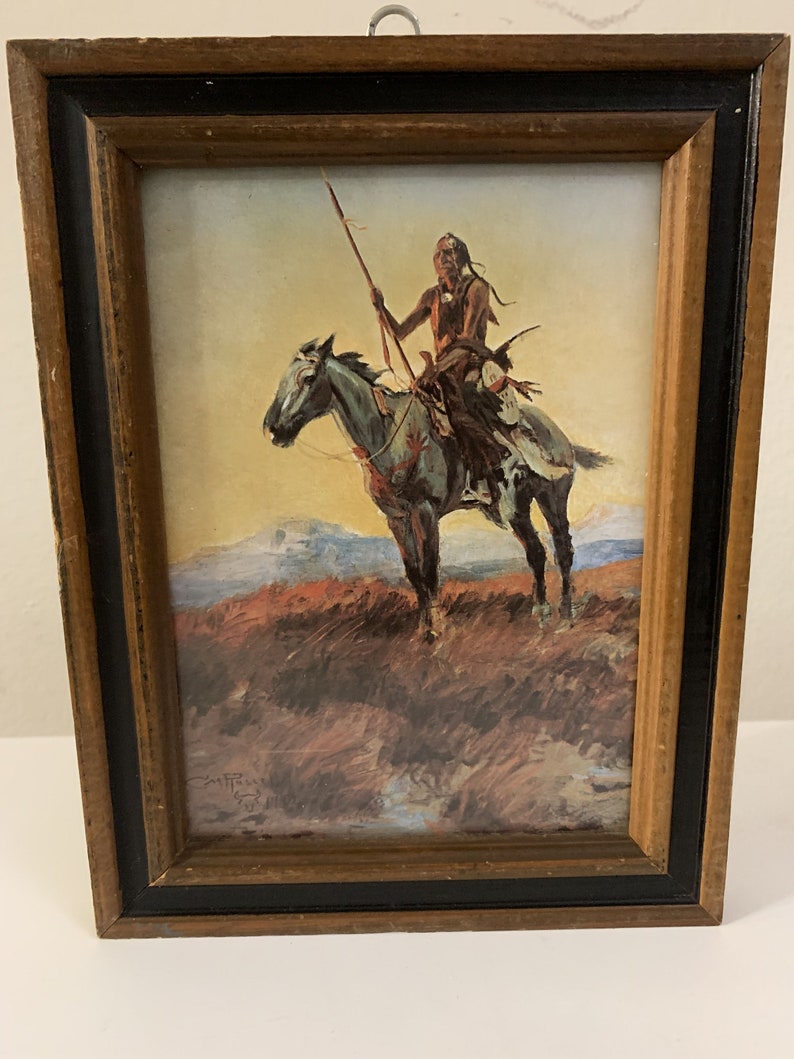 A Marked C.M Russell Western Framed Lithography Art Piece. - Etsy