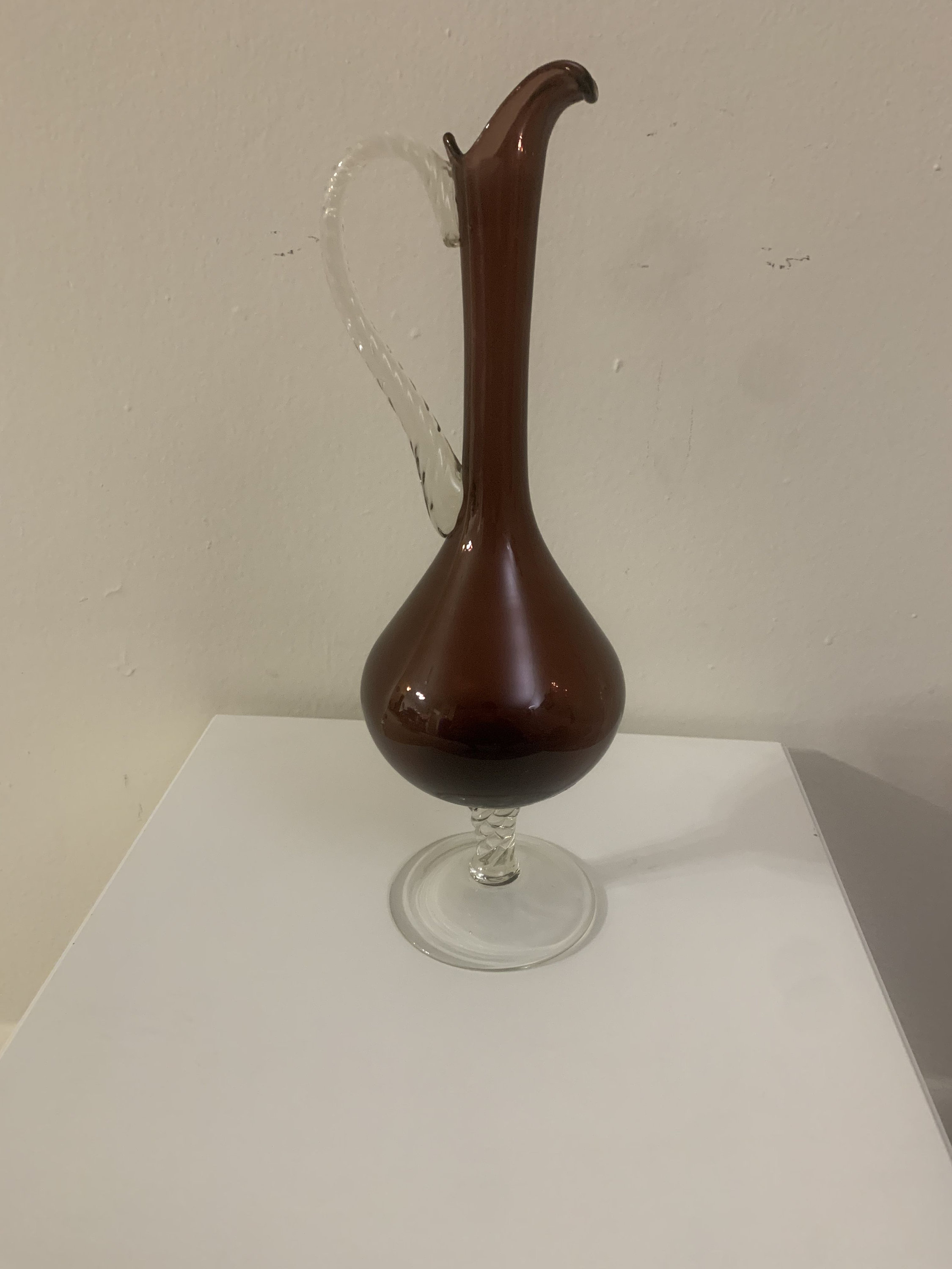 Vintage Maroon Colored Venetian Glass Decanter With Clear - Etsy