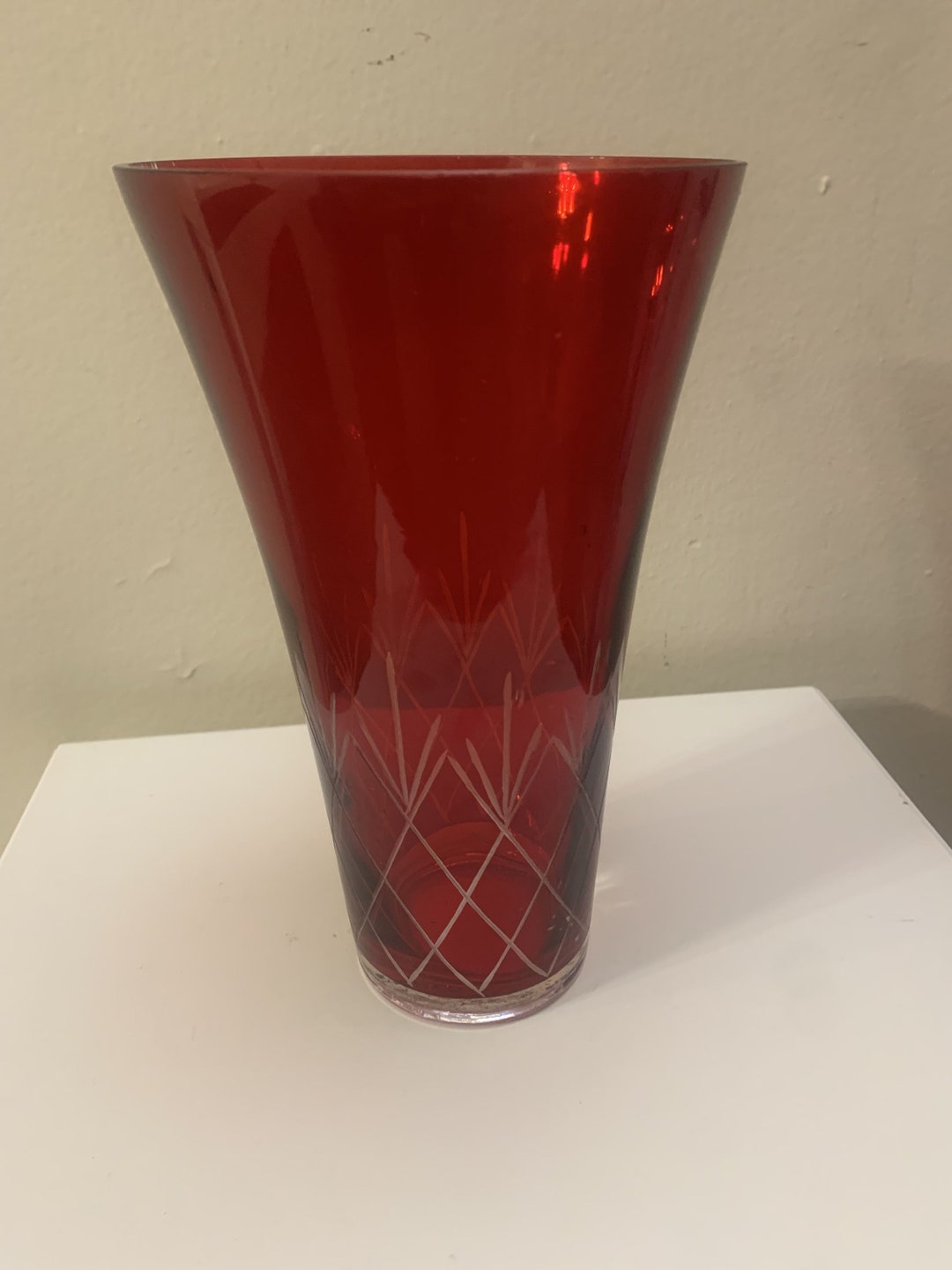 Vintage Ruby Red Vase - Etsy