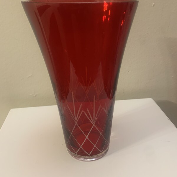 Ruby Red Vase - Etsy