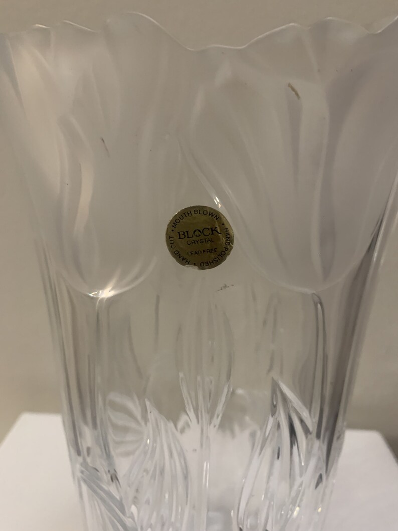 Rare Hand Cut Mouth Blown Block Crystal Vase | Etsy