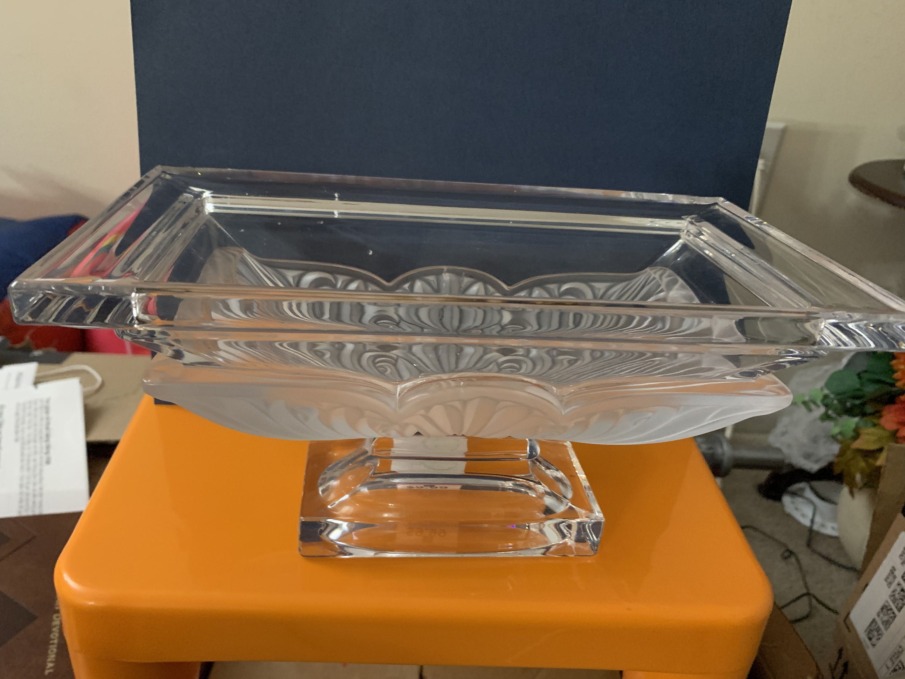 Vintage Square Glass Pedestal Compote Bowl - Etsy