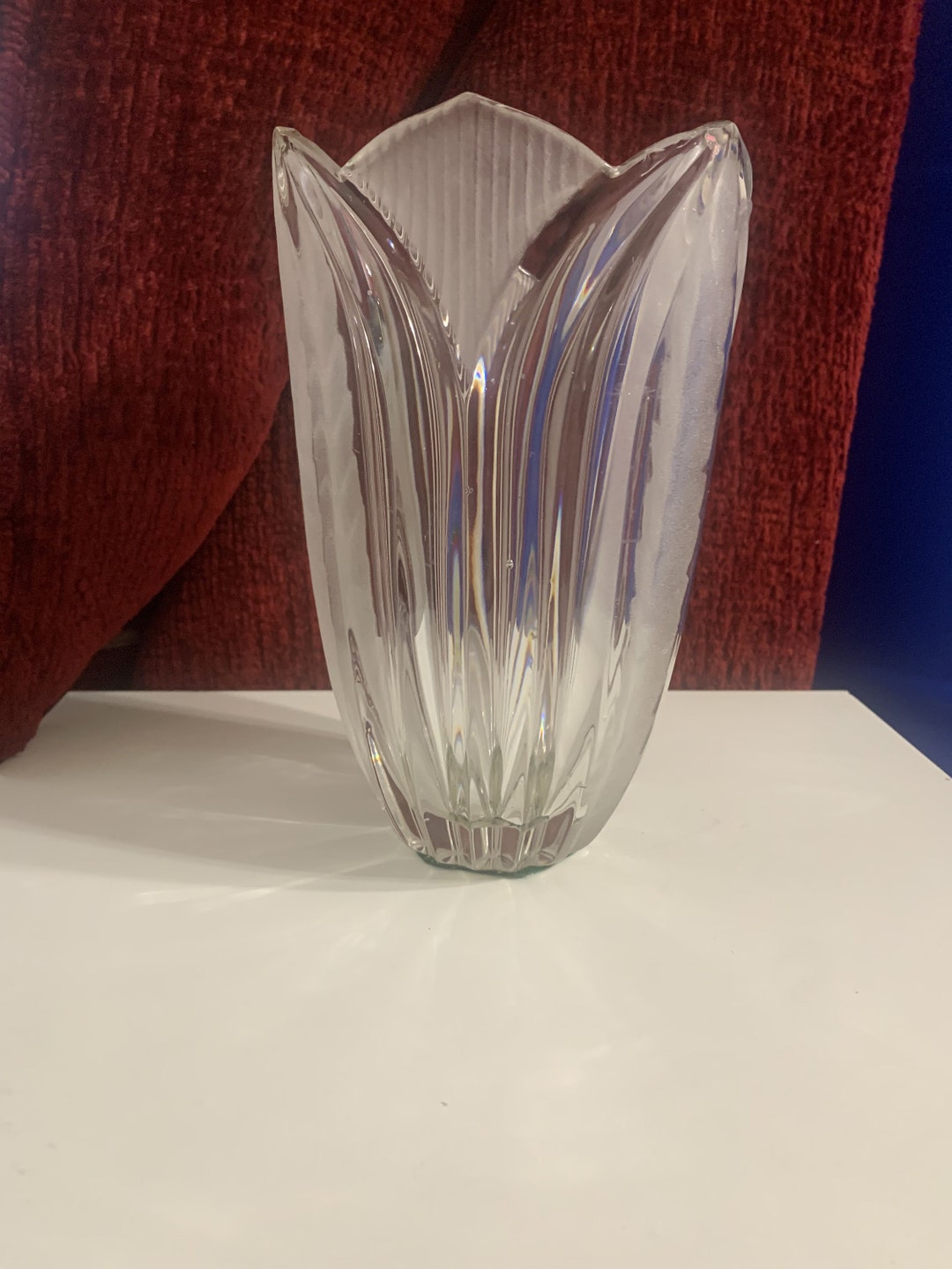 Vintage Frost Glass Crystal Vase - Etsy
