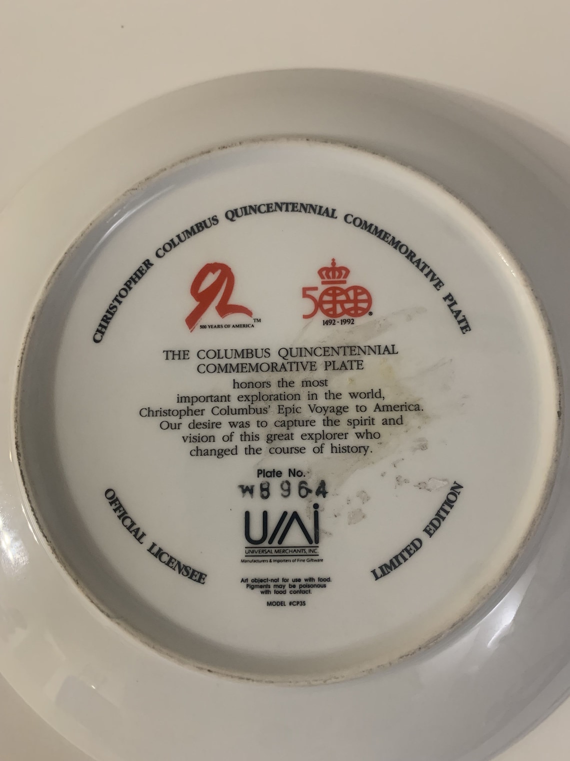 A Rare Christopher Columbus Quincentennial Commemorative Plate - Etsy