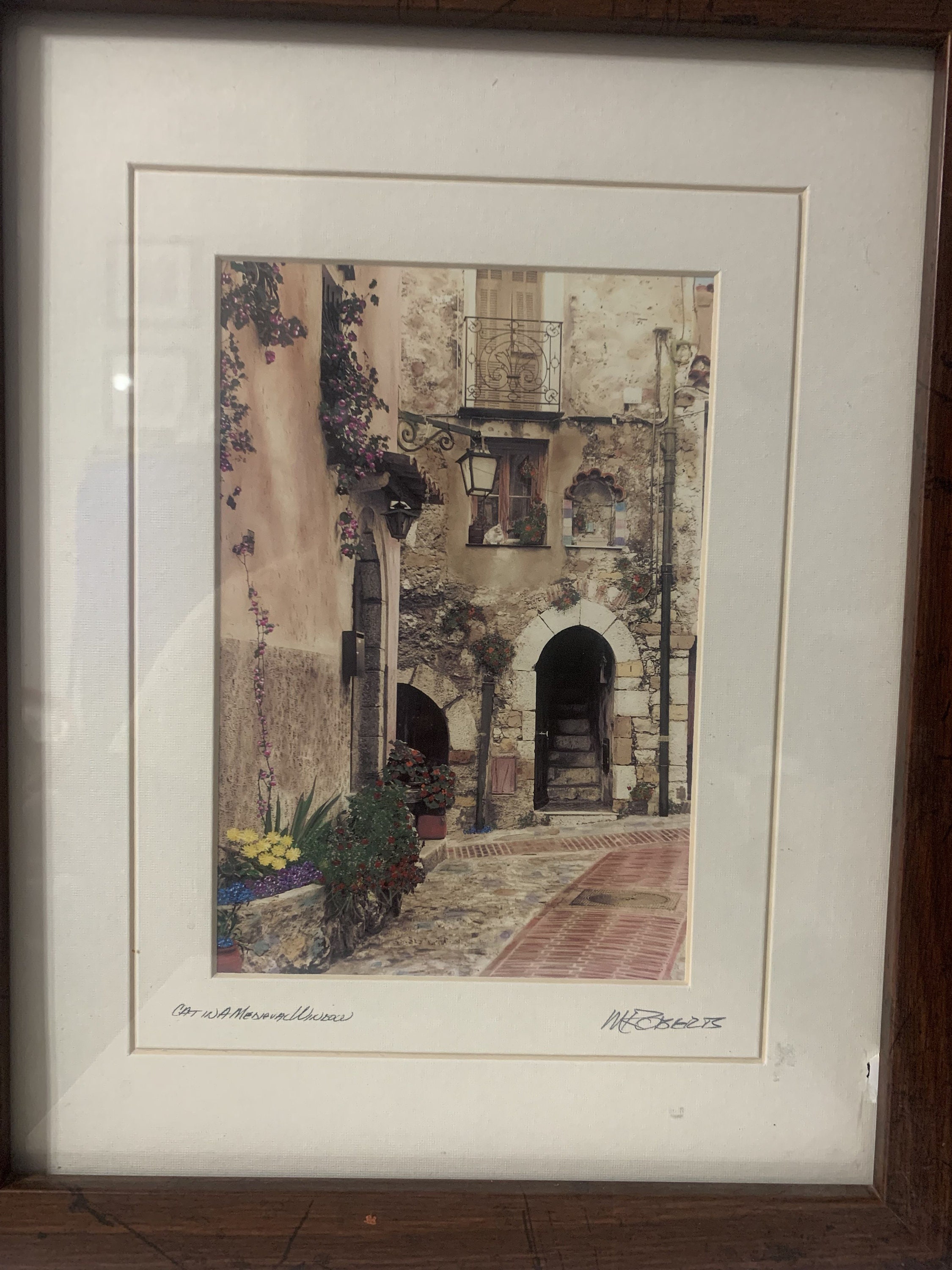 A Marked Martin Roberts Hand Painted Framed "cat in Medieval Window" - Etsy