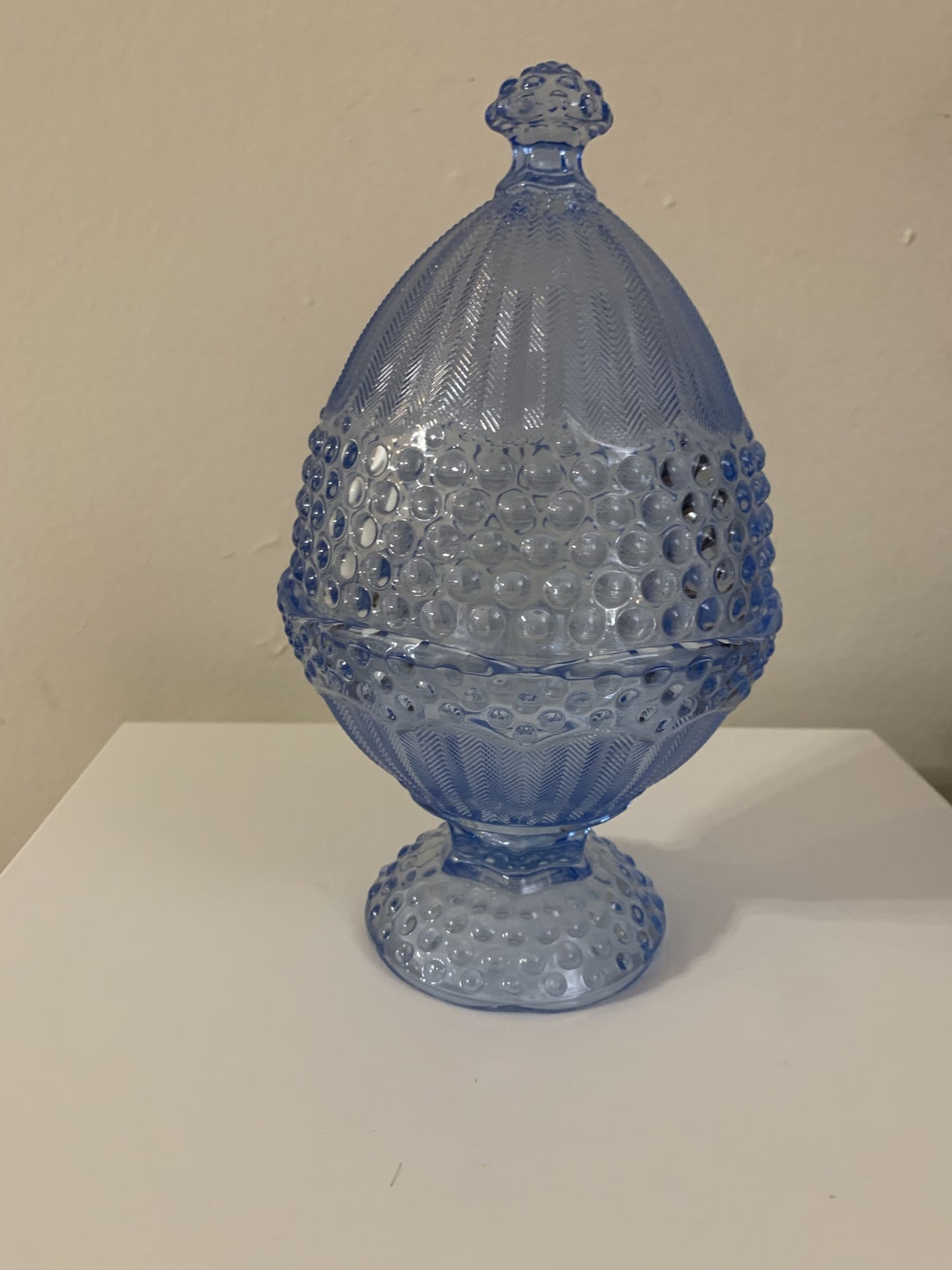 Rare Vintage Blue Candy Bowl With Lid, Crystal Candy Bowls - Etsy