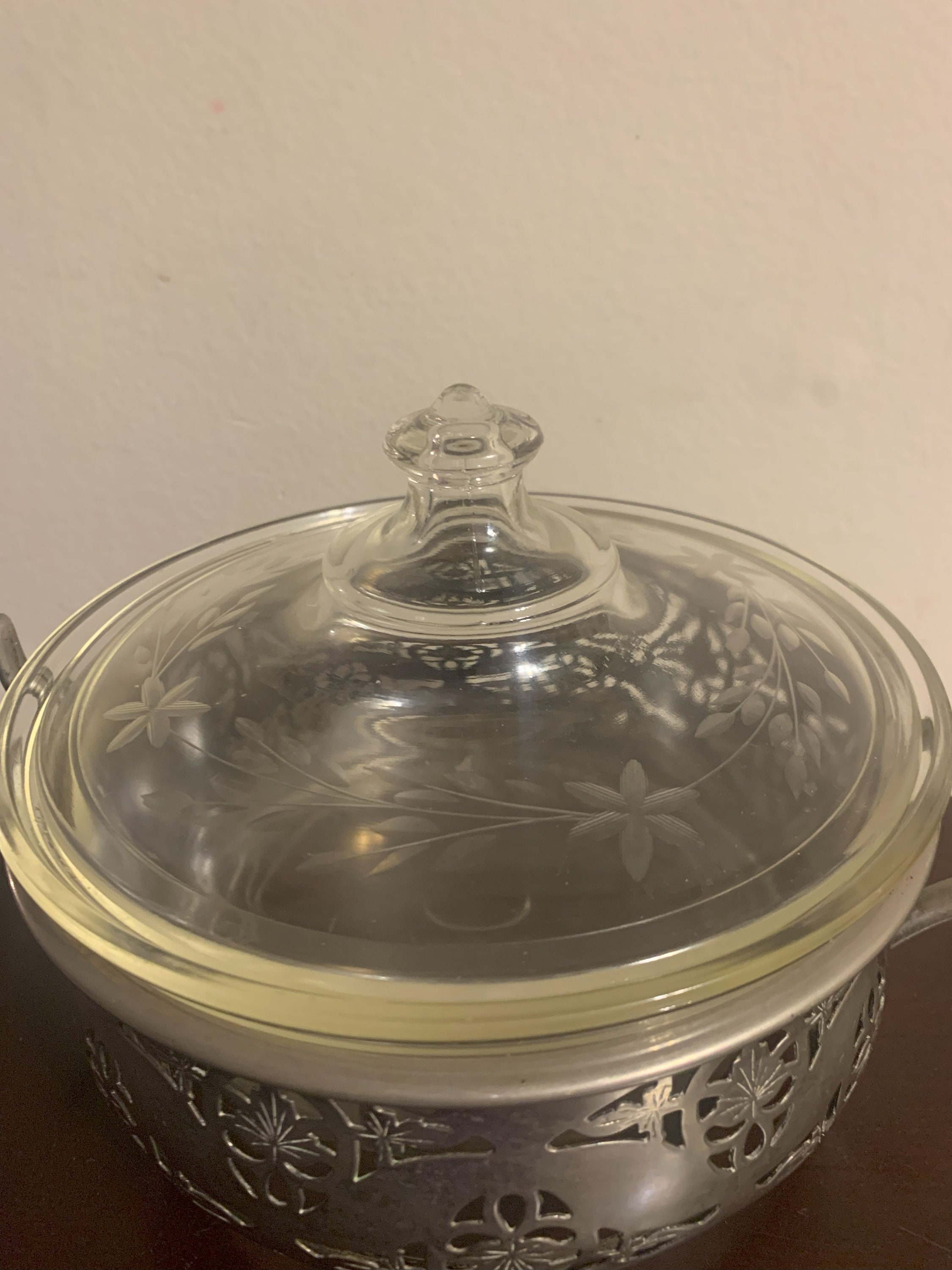 Vintage Oval Glass Covered Pyrex Casserole Dish Insert With Chrome ...