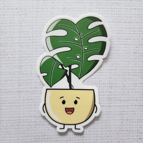 Monstera Sticker Plant Vinyl Sticker A Vase of Monstera - Etsy