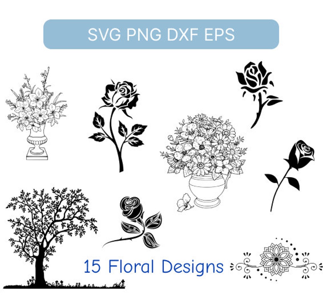 Flower SVG, DFX, EPS, and Png Files - Etsy