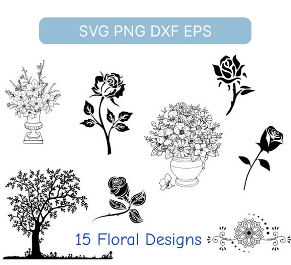 Flower SVG DFX EPS and Png Files - Etsy