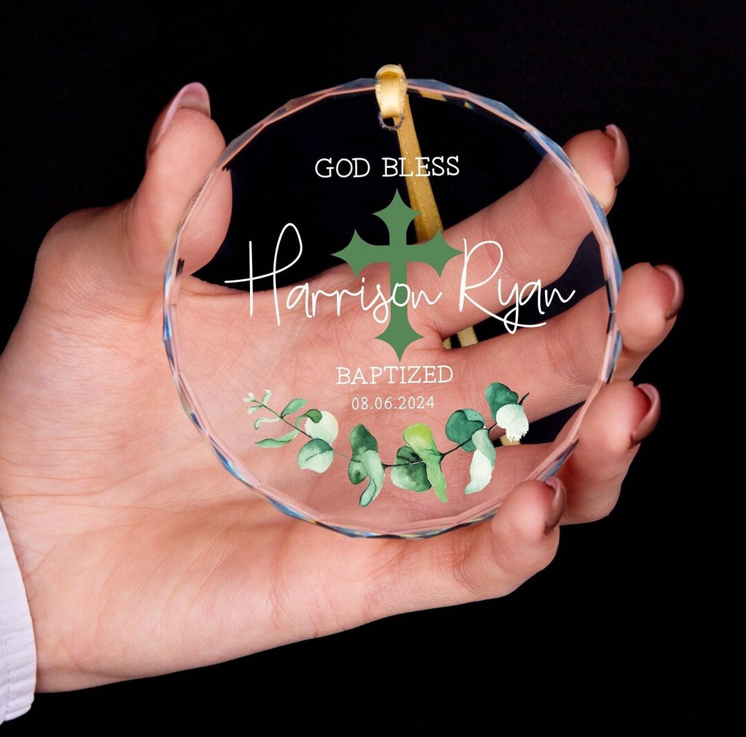 Personalized Baptism Glass Ornament: God Bless Christening Gift - Etsy