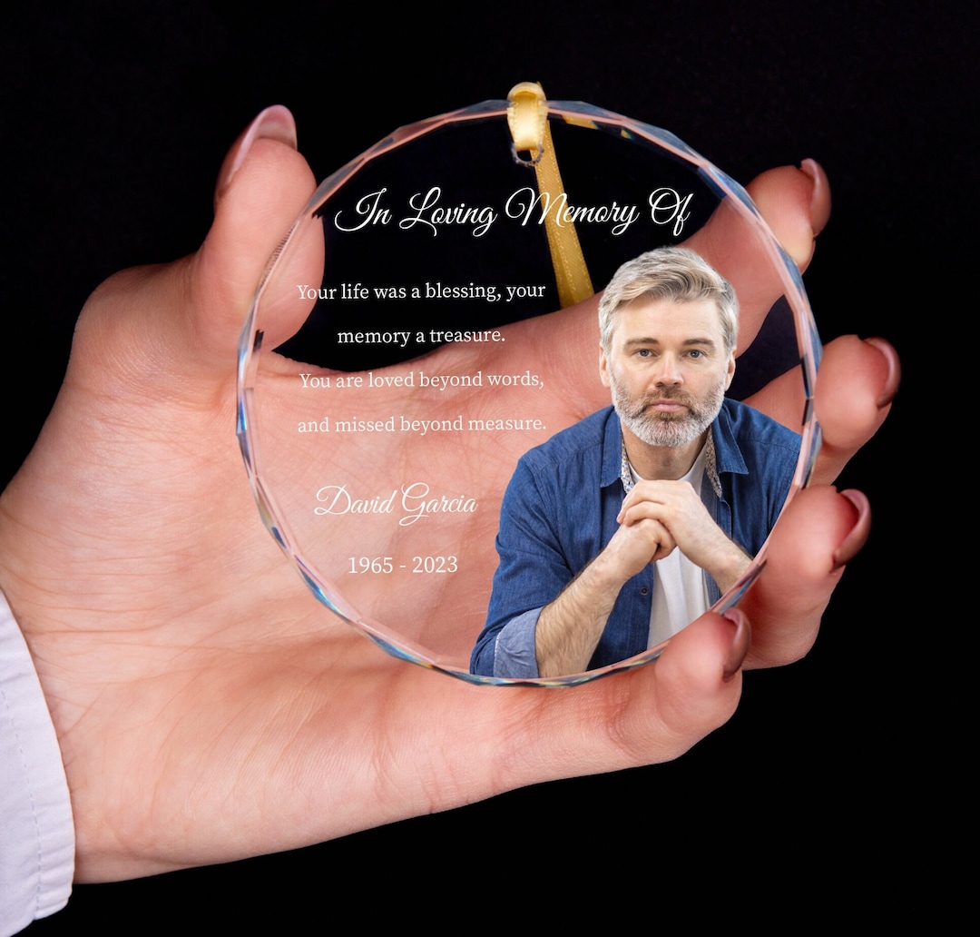 Portrait Photo Memorial Glass Ornament Remembrance Gift in Loving ...