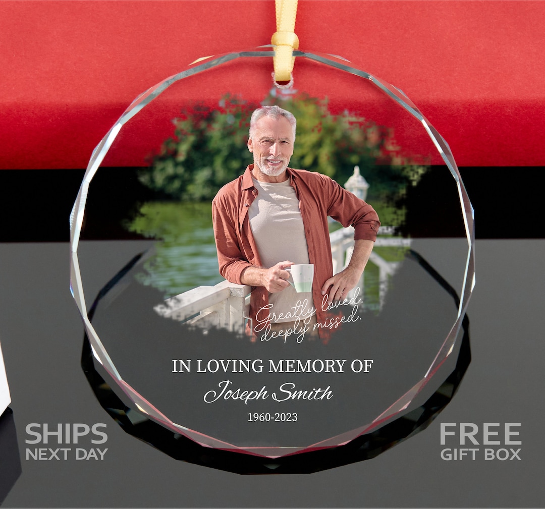 Photo Memorial GLASS Ornament in Loving Memory of Ornament Sympathy ...