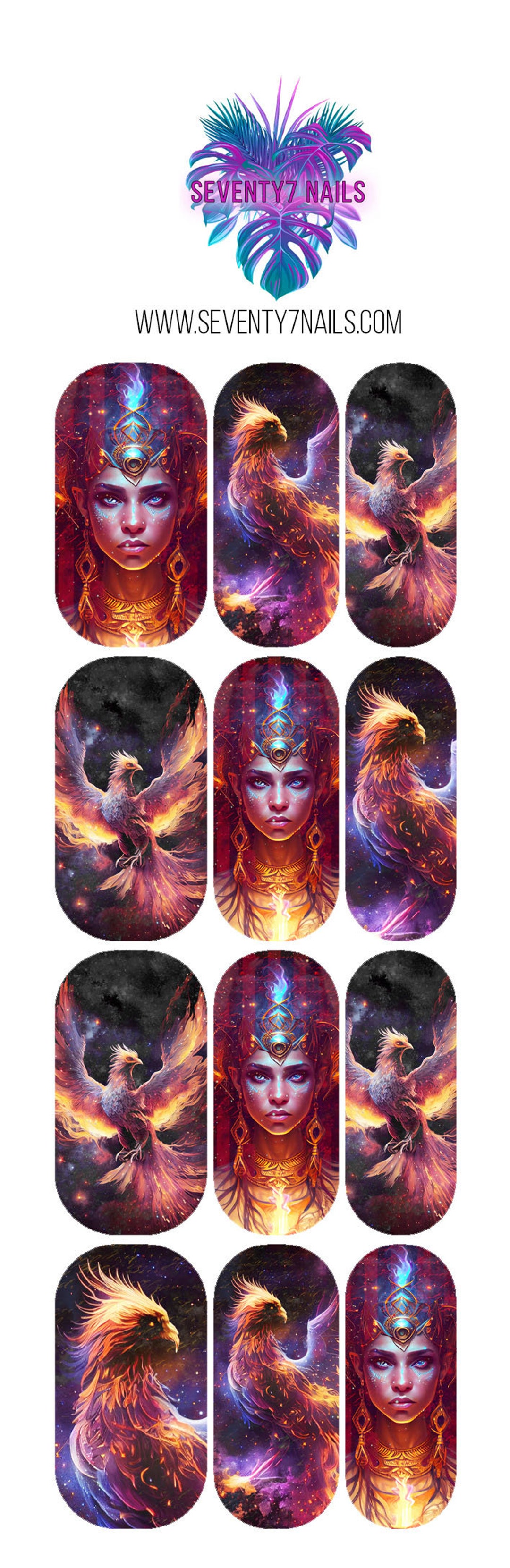 Phoenix Rising Nail Decals Waterslide Nail Decals Nail Art Nail ...