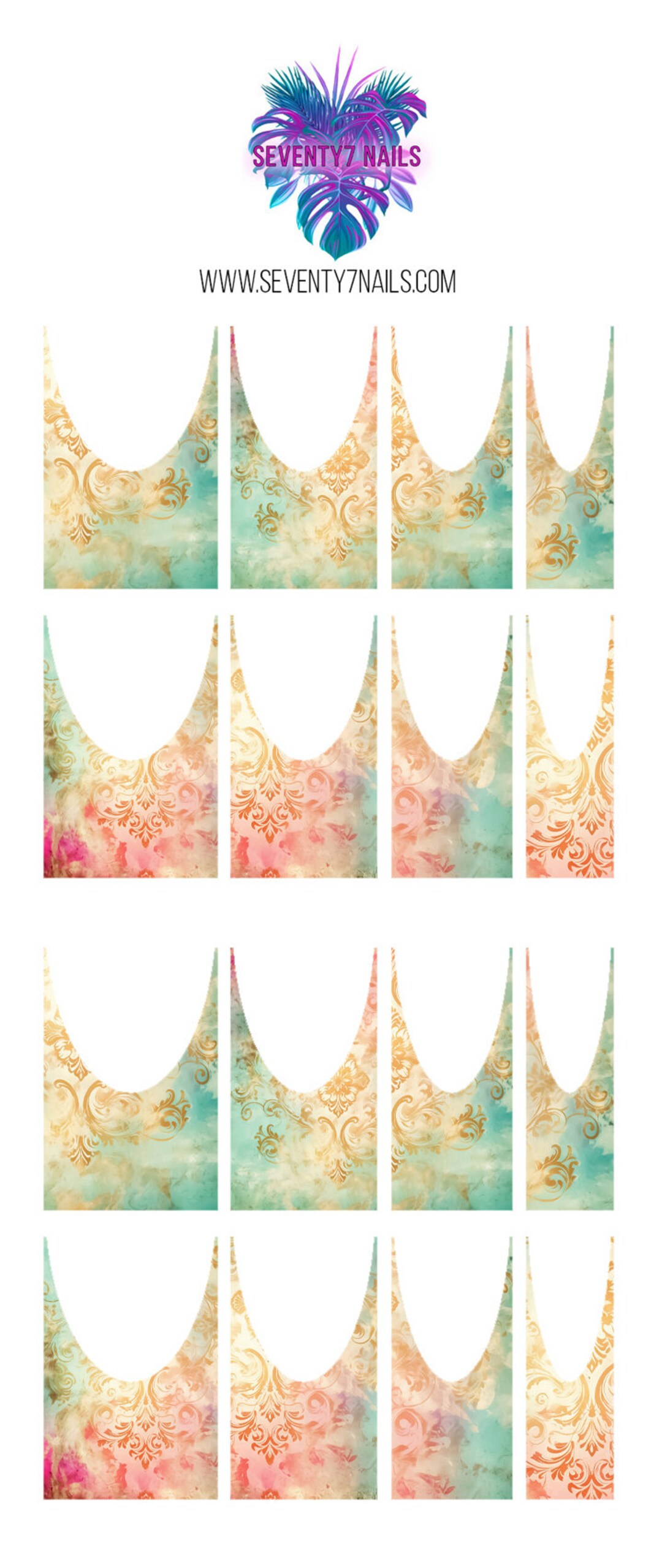 French Cut Versailles Nail Decals Water Transfer Decals Nail Art Nail ...