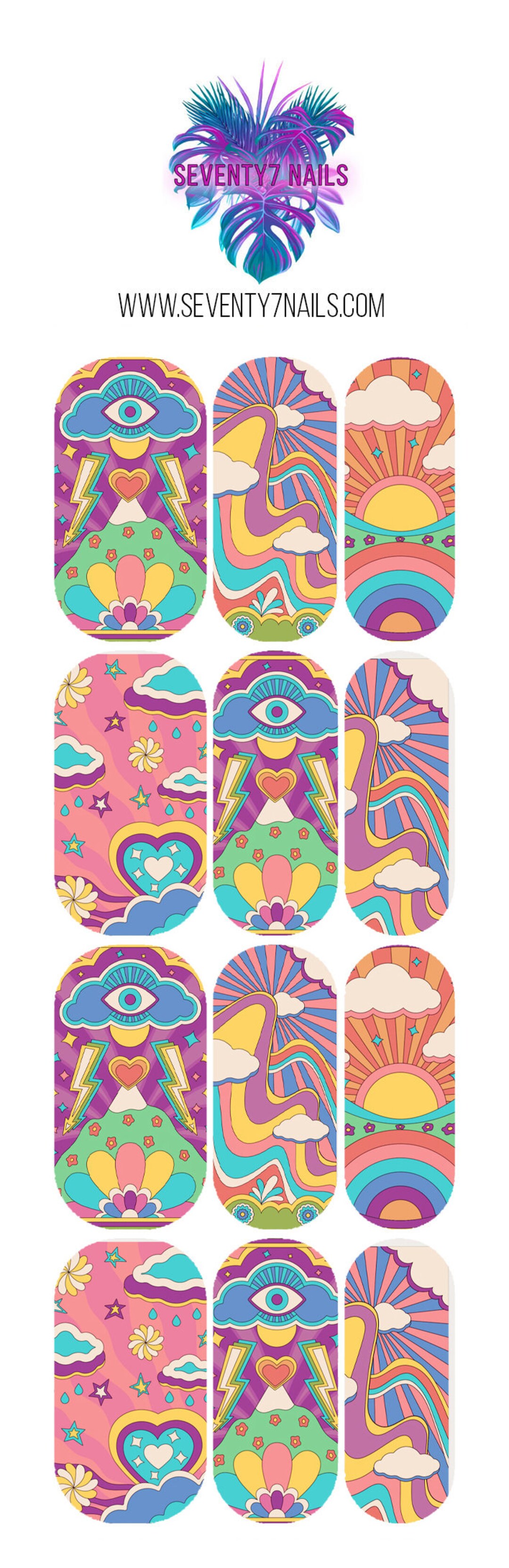 Trippy Valley Nail Decals Waterslide Nail Decals Nail Art Nail Supplies ...