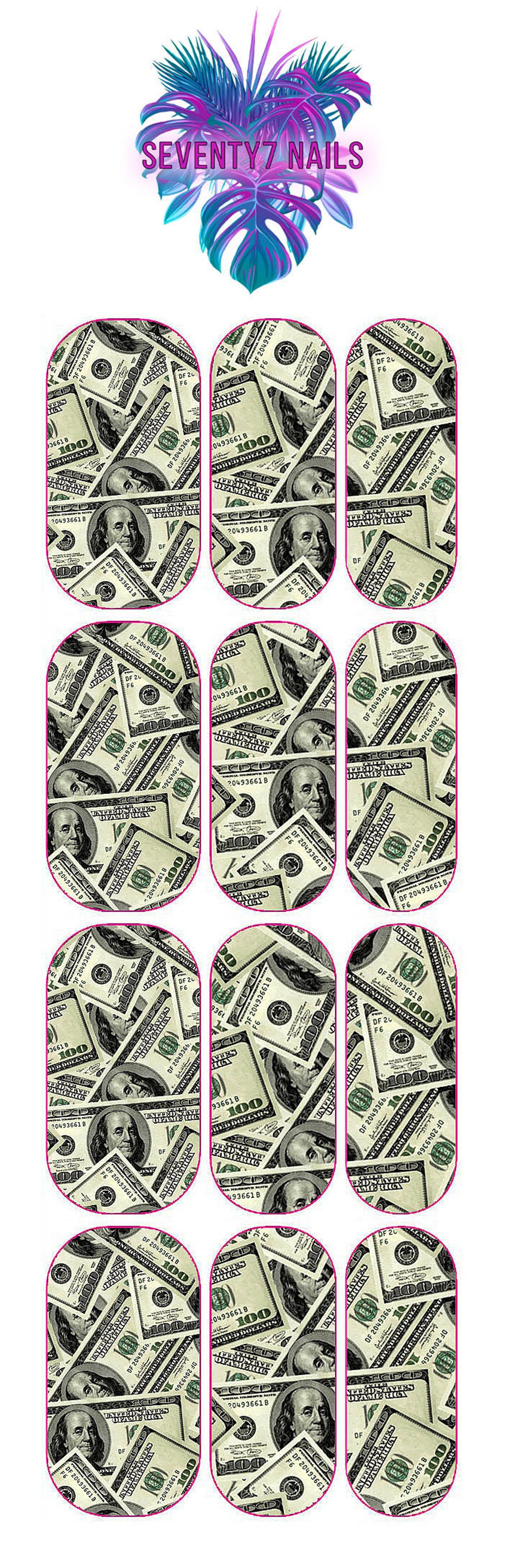 Money Nail Decals Water Transfer Decals Nail Art Nail Supplies Acrylic ...