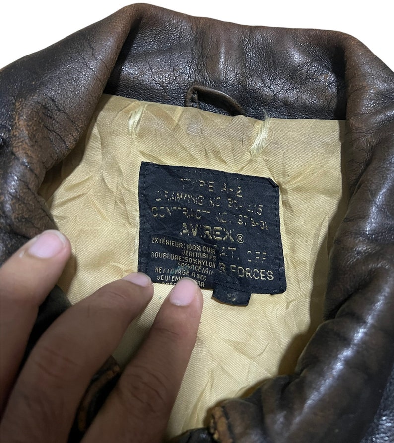 Discount Rare Vintage 90s Avirex TYPE A2 Sack Time Leather Jacket Air Forces Jacket Bomber Pilot ...