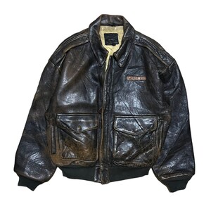 Discount Rare Vintage 90s Avirex TYPE A2 Sack Time Leather Jacket Air Forces Jacket Bomber Pilot ...