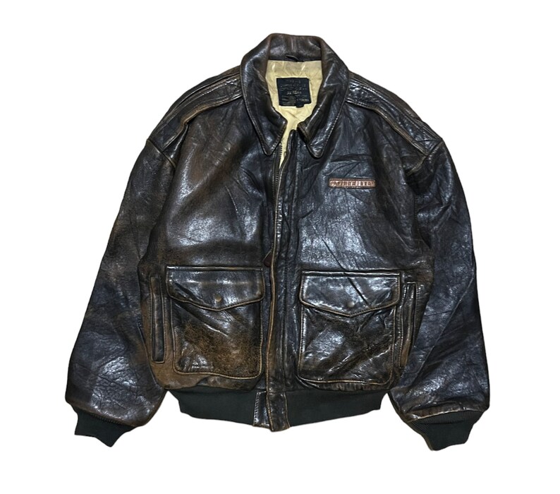 Discount Rare Vintage 90s Avirex TYPE A2 Sack Time Leather Jacket Air Forces Jacket Bomber Pilot ...