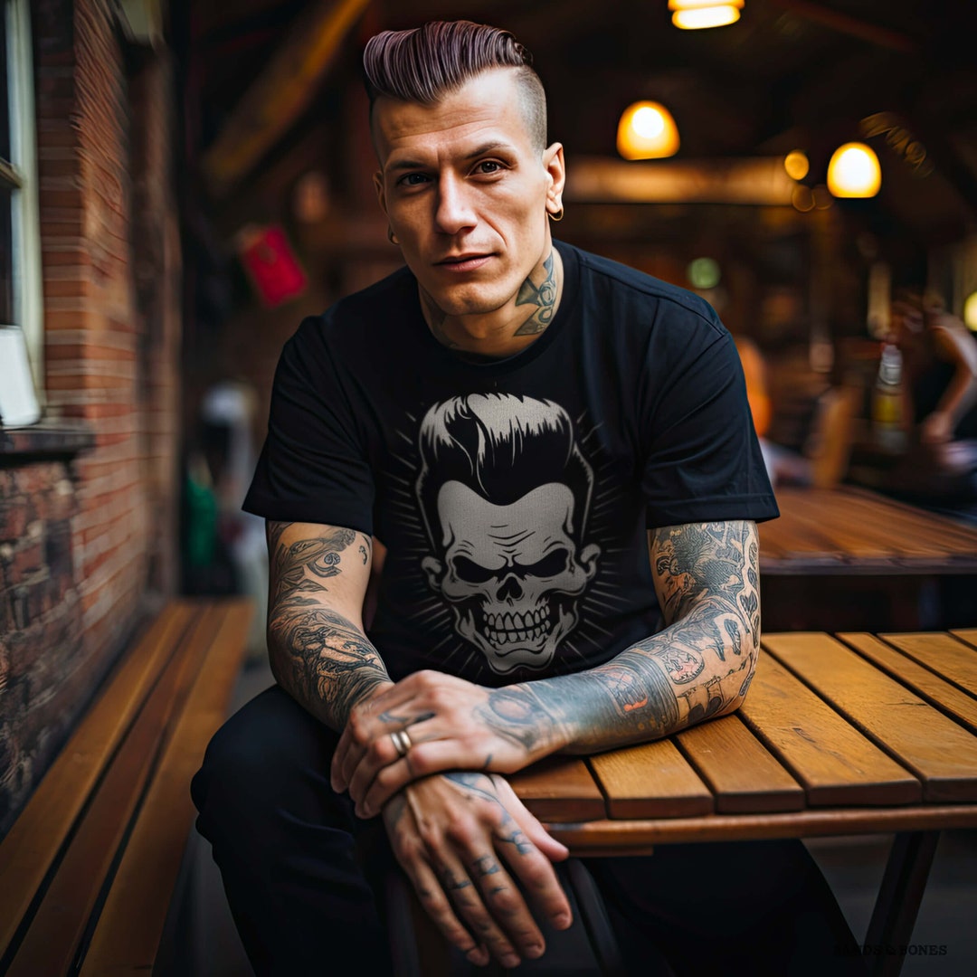 Psychobilly Skull 3 Rockabilly Men's T-shirt - Etsy